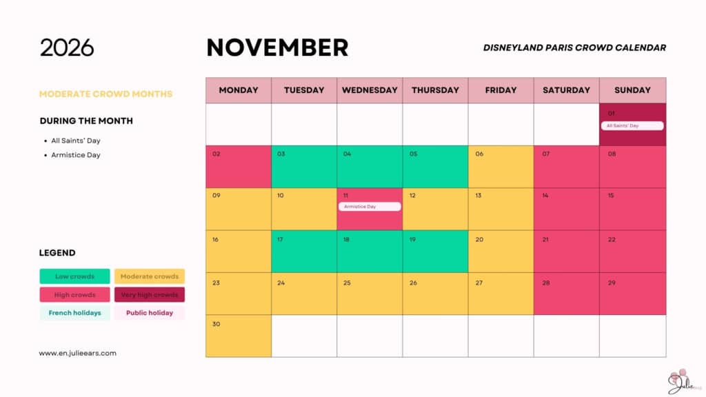 Disneyland Paris crowd calendar in 2025